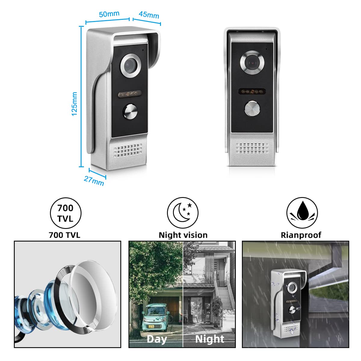 9inch Wired Video Intercom System with Camera and Monitor Doorbell,Doorbell Camera with Monitor Supports Unlocking,Monitoring,Dual-Way Intercom for Villa Home Office Apartment