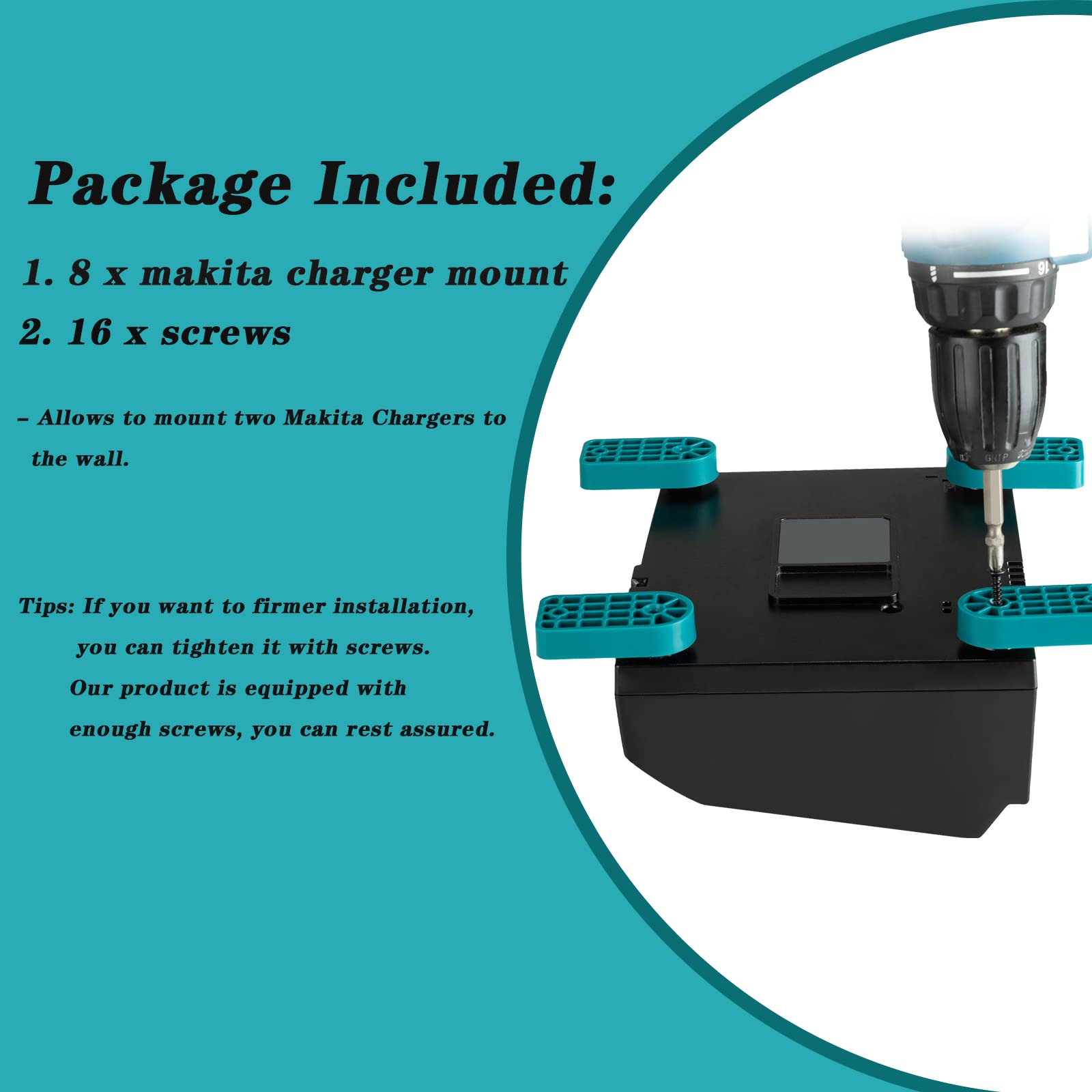 2 Pack Makita Charger Holder, Charger Mount for Makita DC18RC DC18RD DC18RA DC18RF DC18SC DCB18SD DC18SF Chargers(Single & Double & 4-Port Charger)