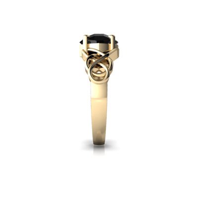 14kt Yellow Gold Black Onyx 6mm Cushion Celtic Knot Ring - Size 5