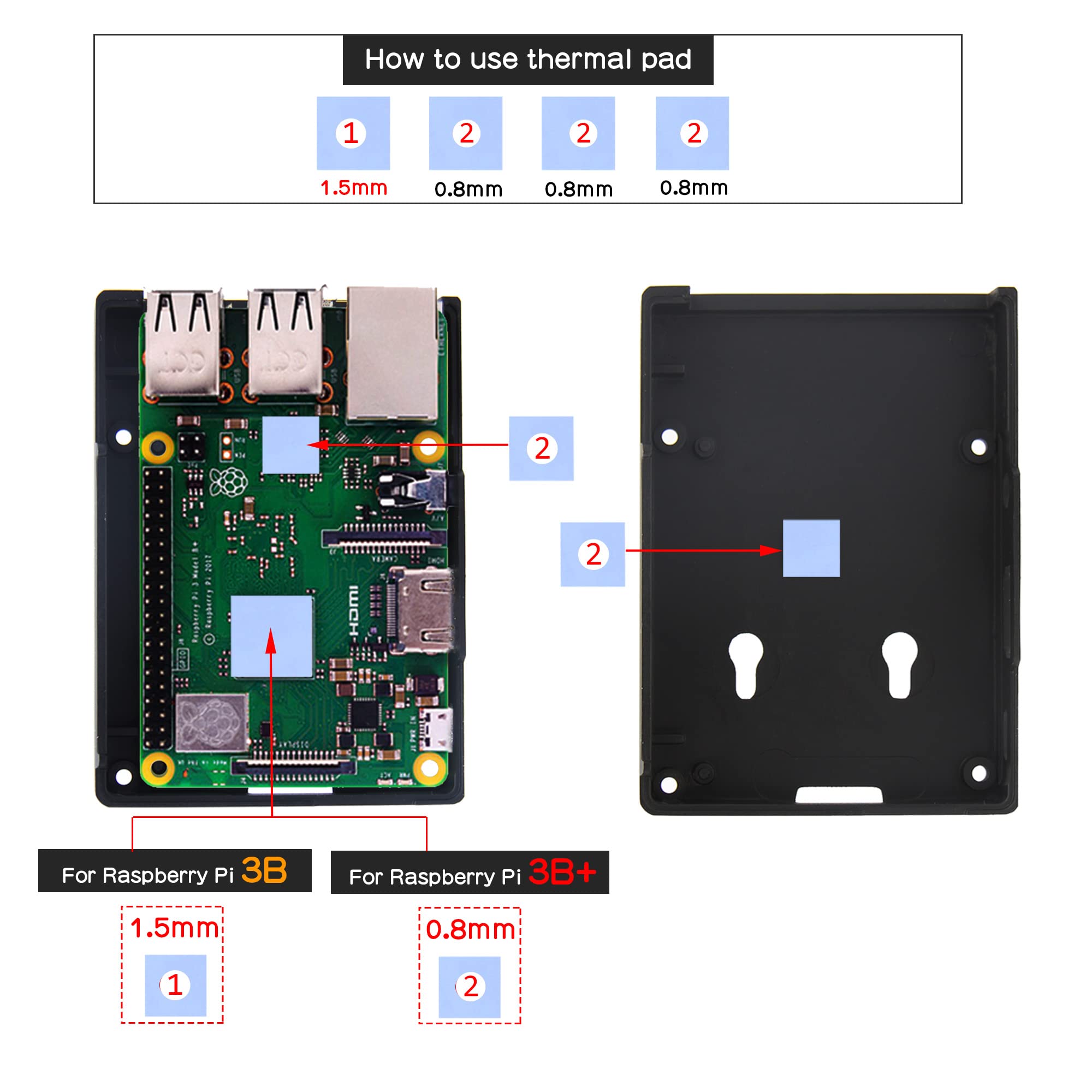 Aluminum Case for Raspberry Pi 3B+/3B, Aluminum Alloy Metal Enclosure with Heatsink Pillar for Raspberry Pi 3 Model B Plus/3B