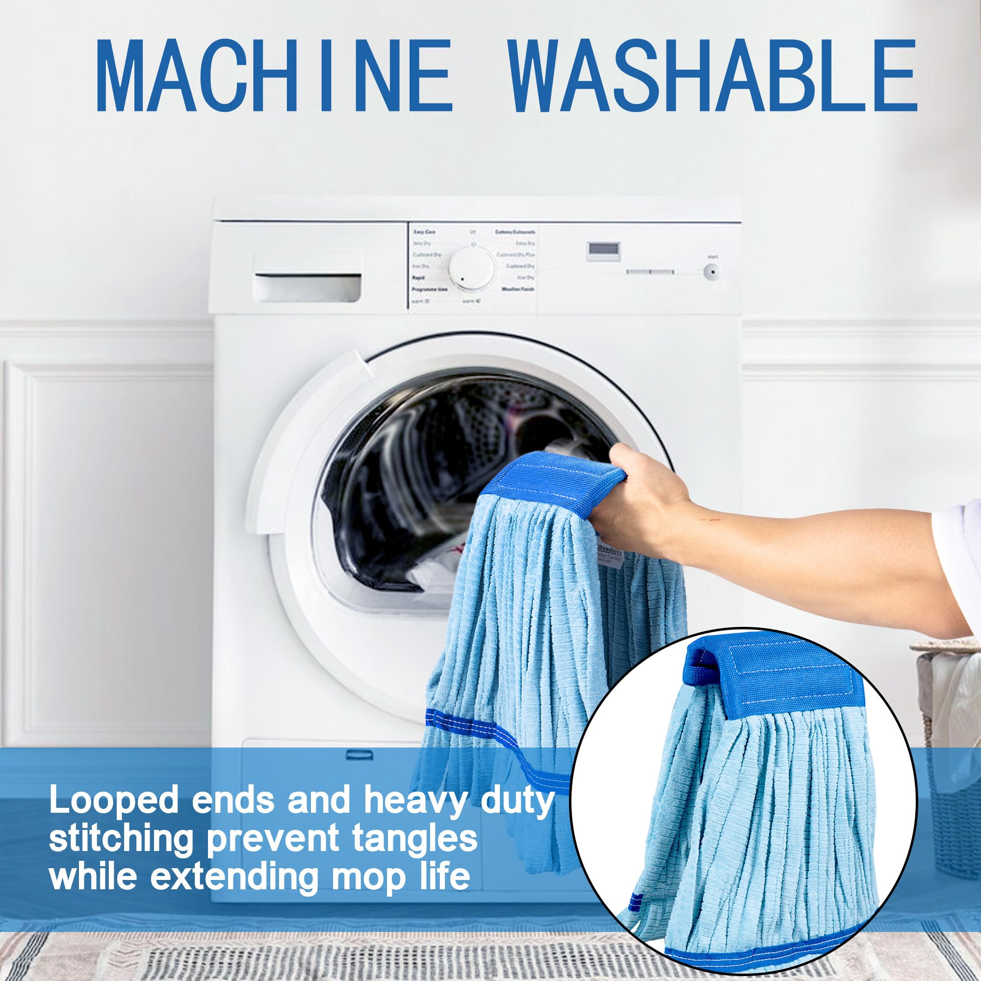 4 Pack - Large Microfiber Tube Mop 400GSM - Heavy Duty Industrial Wet Mop Head Refill,Commercial, Thick Fiber, Replacement Heads, Extra Absorbent