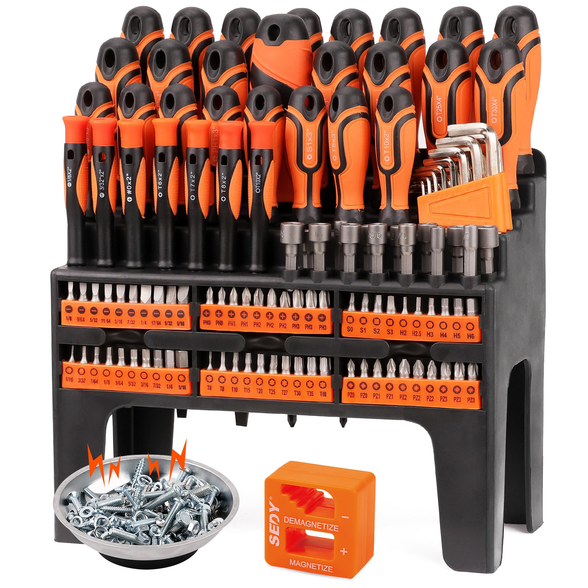 124-Piece Ultimate Screwdriver Set with Magnetic Tips & Racking, Premium Screw Driver Bits, Pricision Screwdrivers, Allen Keys, Nut Drivers and More