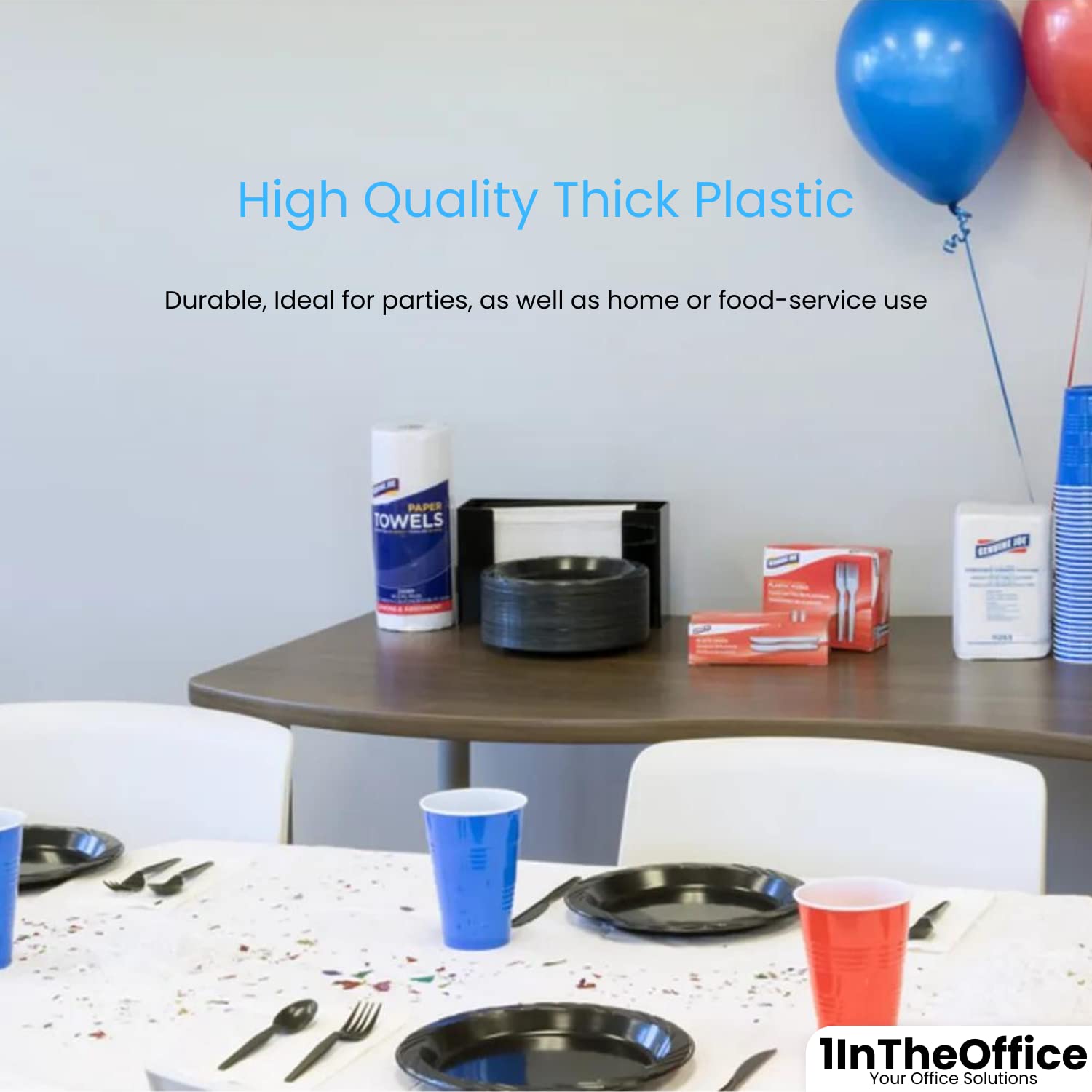 1InTheHome Blue Cups 16 oz, Disposable Plastic Blue Party Cups Heavy Duty (50 pack)