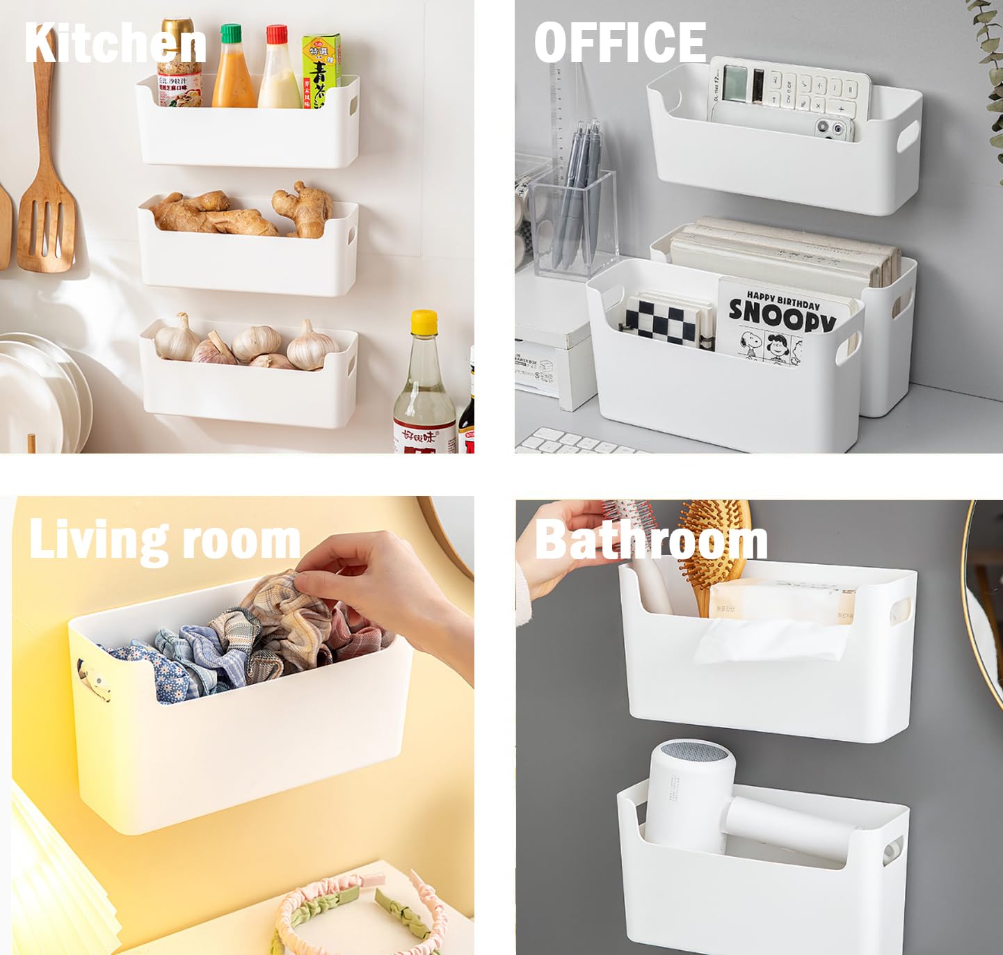 2 Pcs Kitchen Cabinet Door Organizer, Adhesive Mount Inside Cabinet Door Storage, Under Sink Door Storage Shelf for Kitchen, Bathroom, Office, Garage, Craft Room (Transparent)