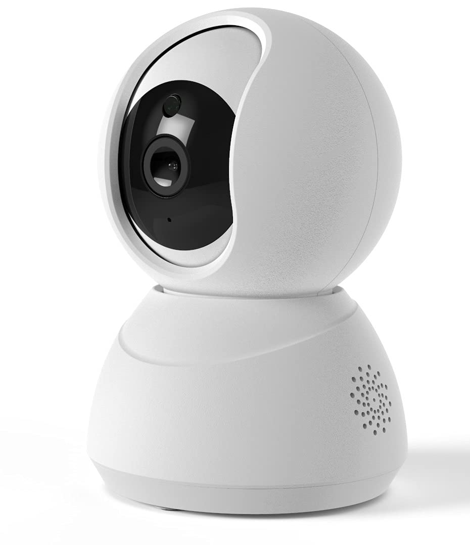 Home Security Camera System 1080P HD Indoor Smart Pan/Tilt Cam, Motion-Activated with 2.4G Wi-Fi, Night Vision - Compatible with Alexa and Google Assistant