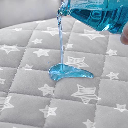Bassinet Mattress Pad Cover Protector 33" X 17", Waterproof, Flexible for Different Cradle and Bassinet Mattress-Rectangle, Hourglass, Oval, 2 Pack, Soft & Breathable, Lovely Print