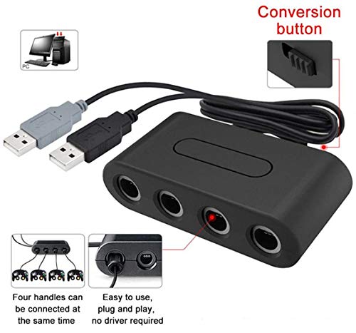 4 Controllers for Gamecube,with 4 Extension Cables and 4-Port USB Adapter for Switch PC Wii U Console (BPOS)