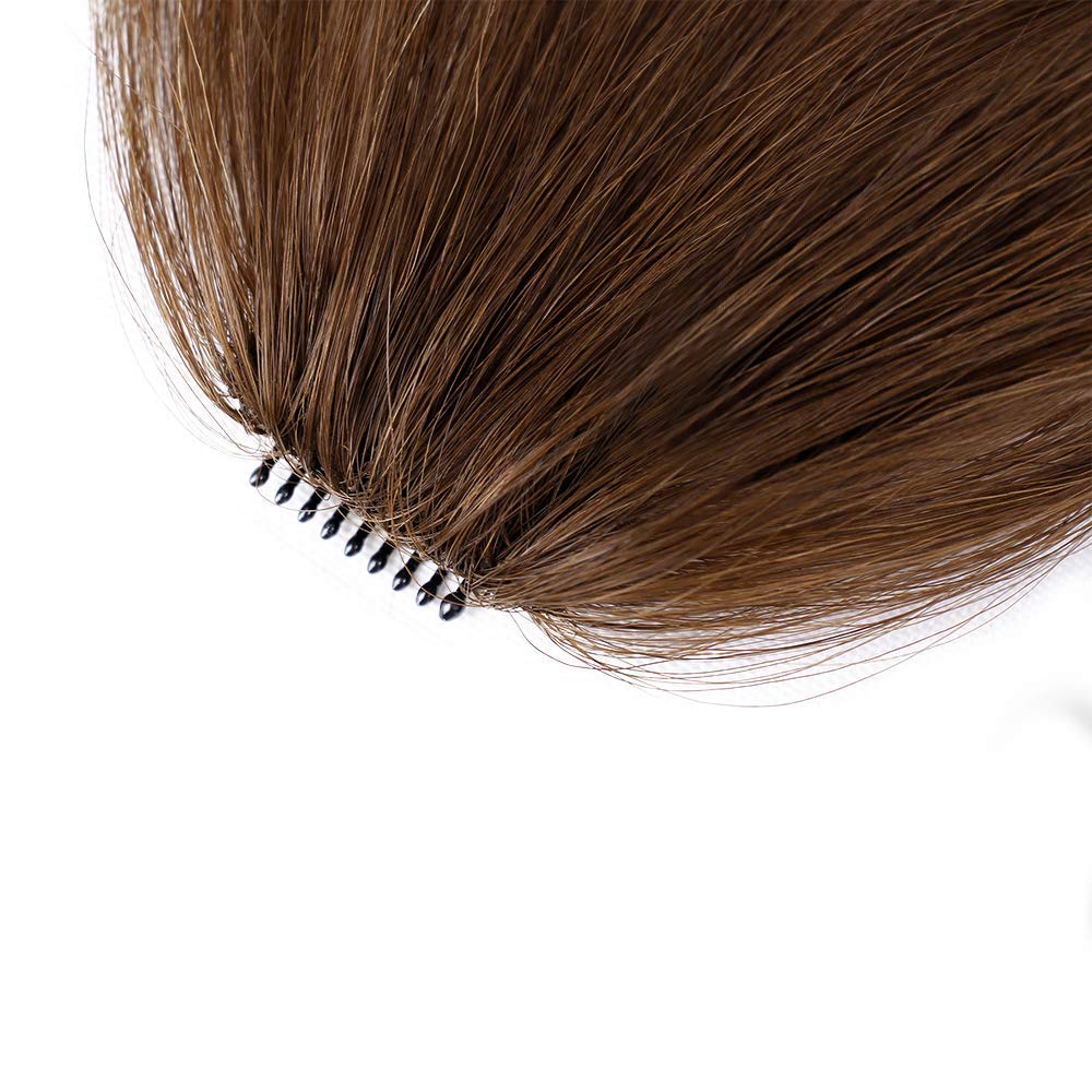 AISI QUEENS Clip in Bangs Real Human Hair Bangs Hair Clip on Bangs for Women Fake Bangs Fringe with Temples Bangs Clip Hair Extensions for Daily Wear (Wispy Bangs, Medium Brown)