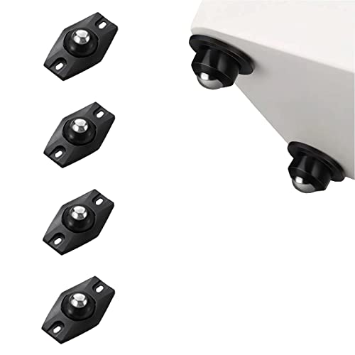 4 PCS Black Mini Self Adhesive Caster Wheels,360°Rotation Self Adhesive Caster Wheels, Stainless Steel Rollers Universal Wheel for Trash Can, Furniture（ with 1 Stainless Steel Rolling Balls）