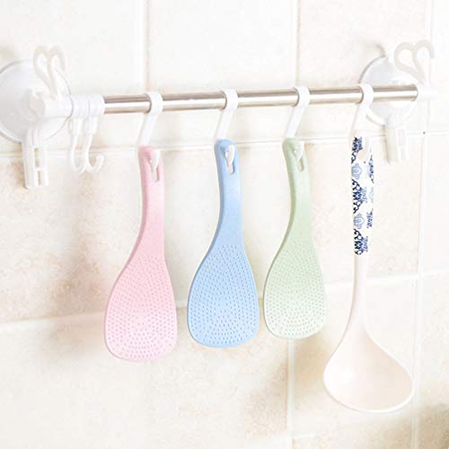 Rice Paddle Spatula Tableware Food Serving Spoons No Scratch Rice Cooker Scoop Solid Color Wheat Straw Eco-friendly Kitchen Utensil - 3 Pack