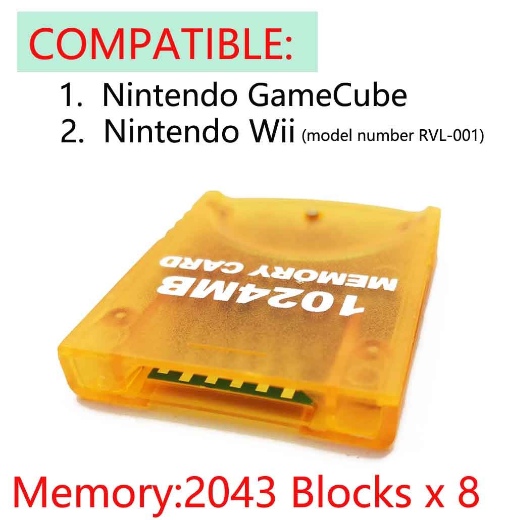 Aisicondan 1024MB(16344 Blocks) High Speed Gamecube Storage Save Game Memory Card Compatible for Nintendo Gamecube & Wii Console Accessory Kits -Yellow