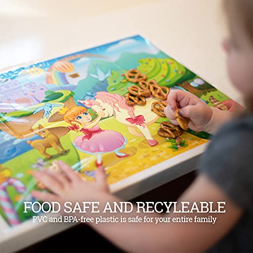 Klean Kids Princess and Unicorn Disposable Placemats for Toddlers and Baby (40 Pack) - Fun Disposable Table Mats for Kids That Keep Children Happy at Restaurants and Protect Dining Table