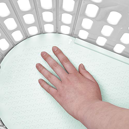 Addis Fold Flat Easy Store Laundry Basket Hamper, Grey & Mint, 35 Litre