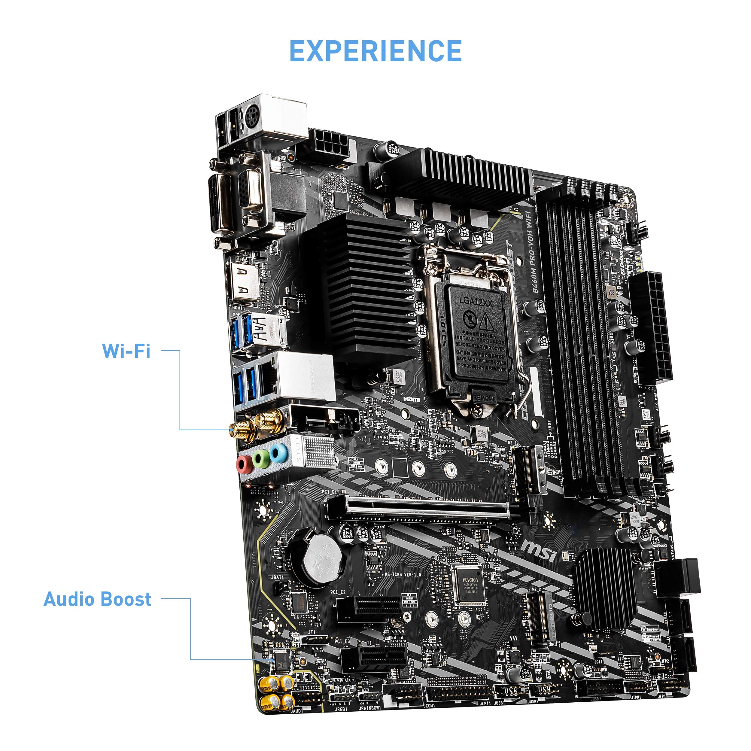 MSI B460M PRO-VDH WiFi ProSeries Motherboard (mATX, 10th Gen Intel Core, LGA 1200 Socket, DDR4, Dual M.2 Slots, USB 3.2 Gen 1, 2.5G LAN, D-SUB/DVI/HDMI, Wi-Fi) (Renewed)