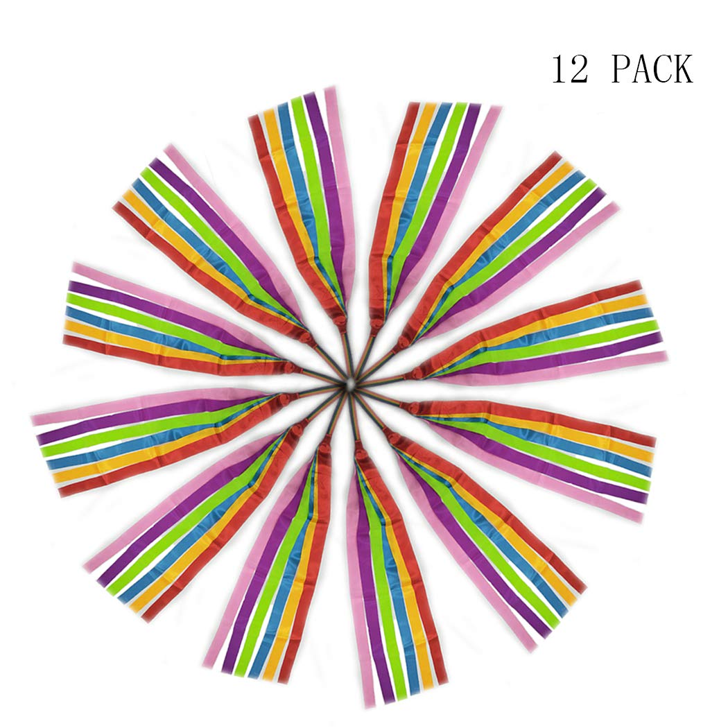 AIVIAI Rhythm Ribbon Dance Ribbons Rhythm Streamers for Baby Kids Party Supplies 12 PCS