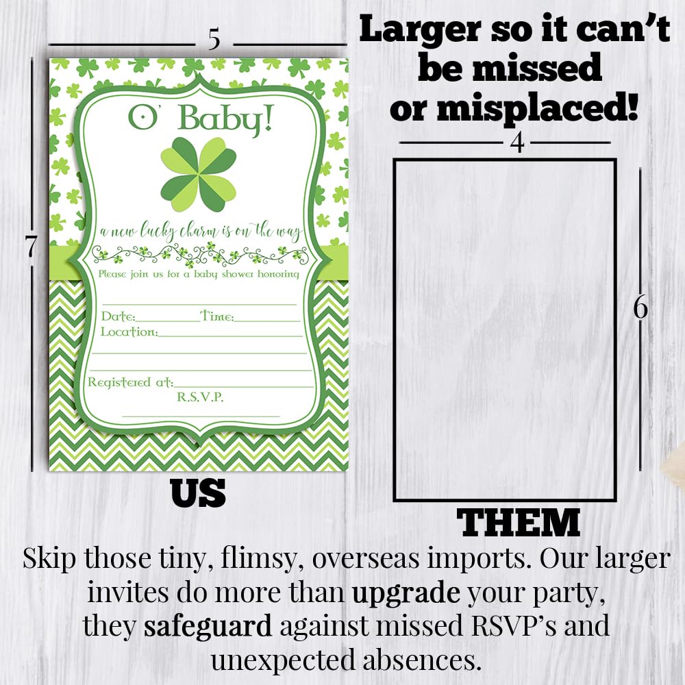 Amanda Creation O' Baby St. Patrick's Day Baby Shower Fill In Invitations set of 20 with envelopes