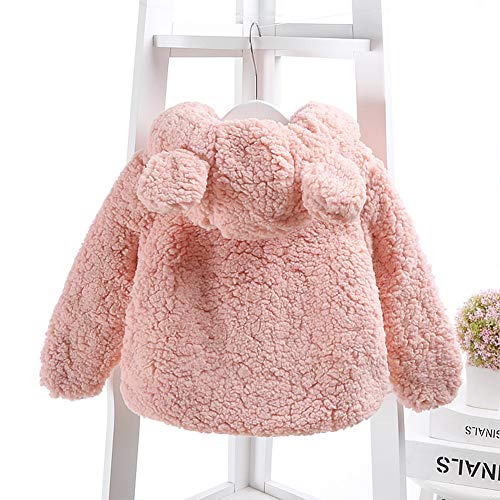 Aivtalk Baby Toodler Fuzzy Jacket Cute Hoodie Cotton Coat Winter Warm Outerwear (6-12 Months, Light Pink)