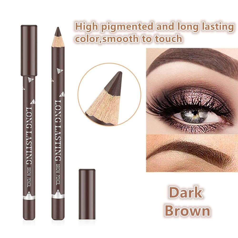 Go Ho 12 PCS Dark Brown Eyebrow Eyeliner Pencils,Sweatproof Eyebrow Pencil,Long-lasting Nice Color Eye Brow Gel Pen Makeup Brow Tint Sticks(Dark Brown)