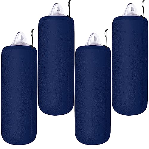 4 Packs Boat Fender Cover 10" x 26" Fleece Marine Bumper Covers for Center Rope Tube Style Fenders (Boat Fender Not Included) (Navy Blue)