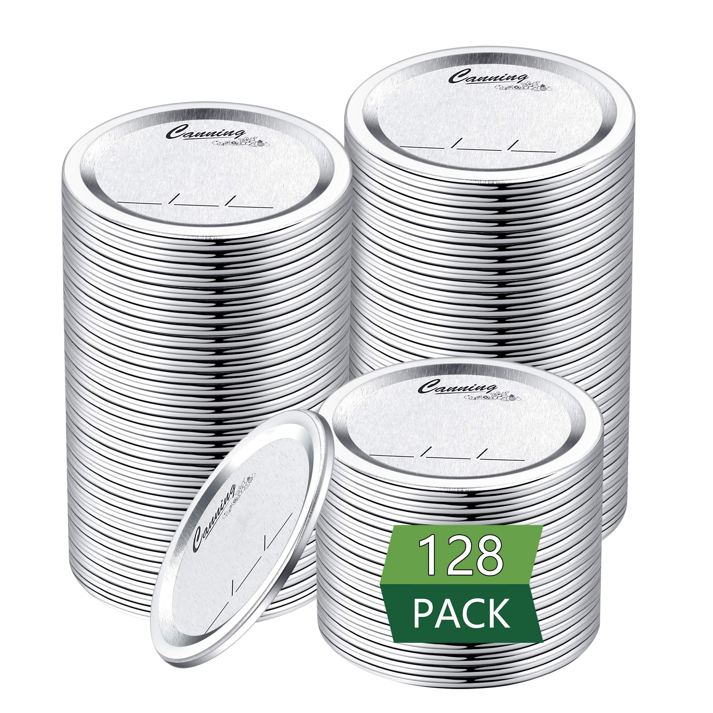 128-Count, Regular Mouth Canning Lids for Ball, Kerr Jars - Split-Type Metal Mason Jar Lids for Canning - Food Grade Material, 100% Fit & Airtight for Regular Mouth Jars