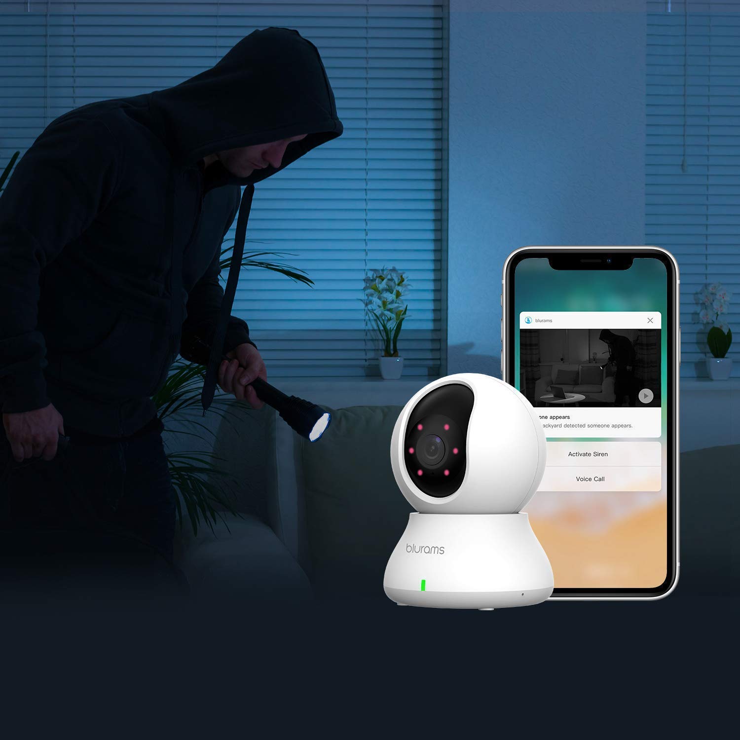 blurams Outdoor Indoor Security Camera Bundle Set, 1080p Dome Camera w/ Two-Way Audio | Sound/Person Detection | IR Night Vision | Cloud&Local Storage | Compatible with Alexa and Google Assistant