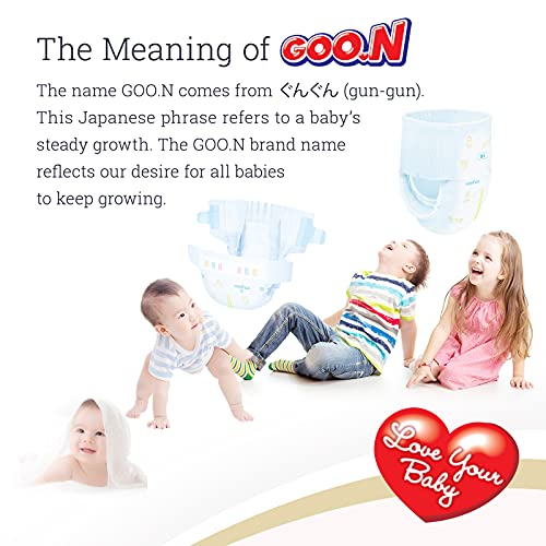 GOO.N Plus+ Diapers Newborn/XS Size (up to 11 lb) Unisex [1-Pack] 36 Count Tape Straps Sensitive Skin, Made in Japan