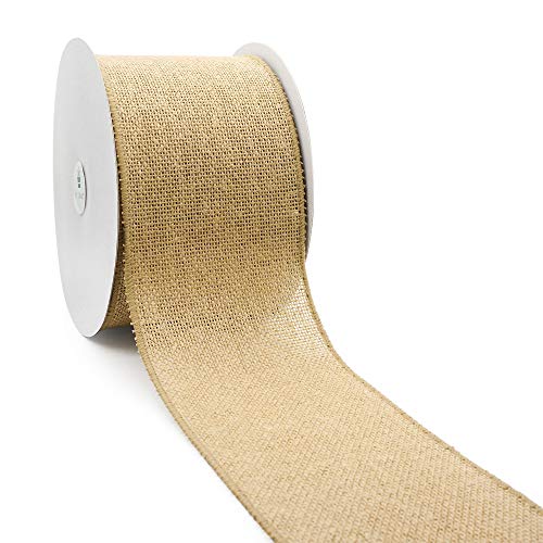 CT CRAFT LLC Burlap Wired Ribbon, 4inch x 20 Yards, Natural, Christmas, Home Decor, Gift Wrapping, Tree Topper Bow, Wreath, DIY Crafts