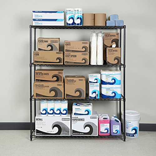 Alera ALESW206018BA All-Purpose Wire Shelving Starter Kit, 4-Shelf, 60 X 18 X 72, Black Anthracite+