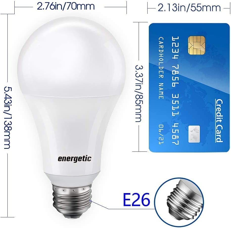 150 Watt LED Light Bulb, Super Bright A21 Daylight 5000K, Non-Dimmable, 2300lm, High Lumen Light Bulbs, UL Listed, 2-Pack