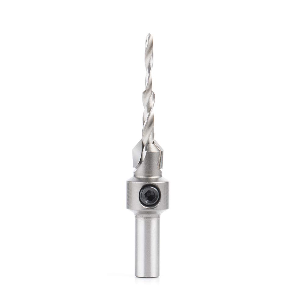 Amana Tool - (55122) Carbide Tipped 82° Countersink with Slow Spiral Stepped Drill, 6 & #8 Screws 25/64 Dia x 5/32 Drill Dia