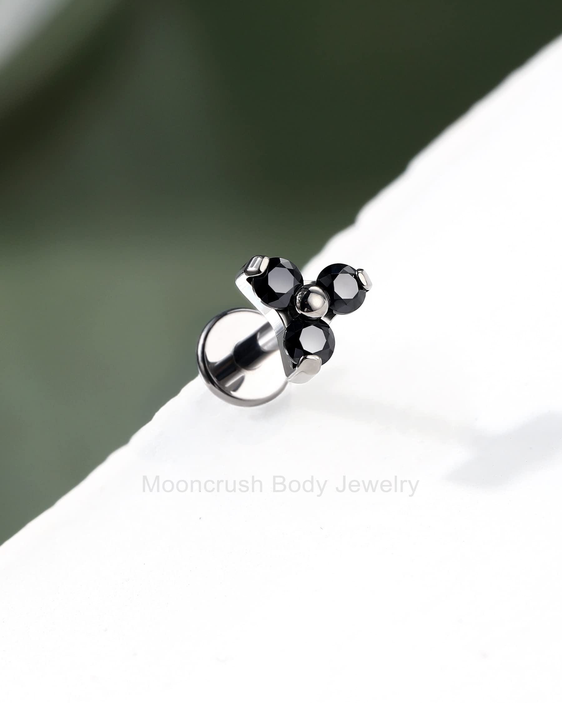 16G G23 Solid Titanium Cartilage Earring Stud Internally Threaded Labret Jewerly Stud Flat Black Medusa Piercing Jewerly Surgical Steel