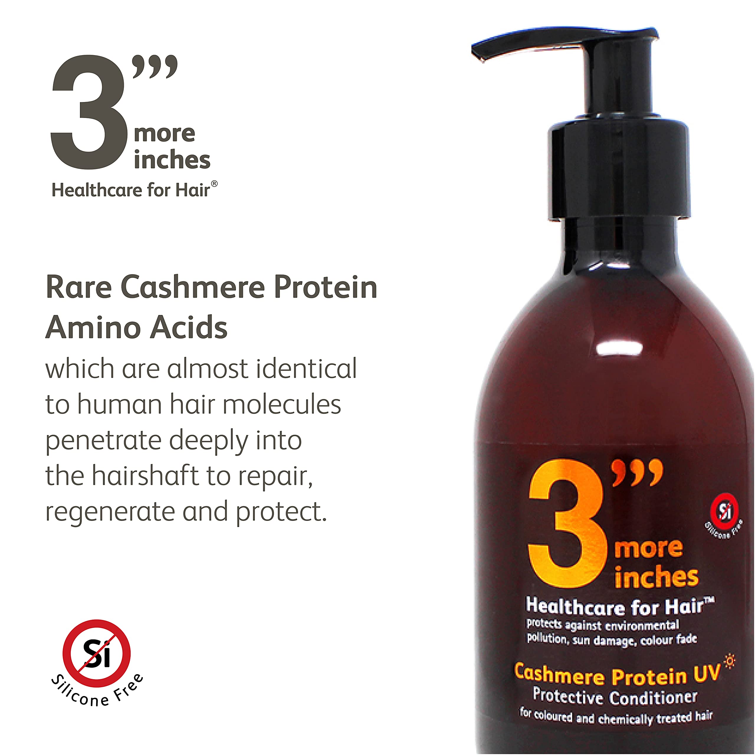 3'''More Inches Cashmere Protein UV Protective Conditioner 250ml - Restoring & Strengthening Conditioner - Color Protective- Silicone Free - With Protein Amino Acids - Hair Care by Michael Van Clarke