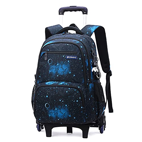 Amythe Rolling Backpack for Kids Teenagers, Casual Laptop Backpack - Lightweight, Waterproof,Tear-Resistant, Six-Wheeled for Easy Transport,Travel Luggage Backpack