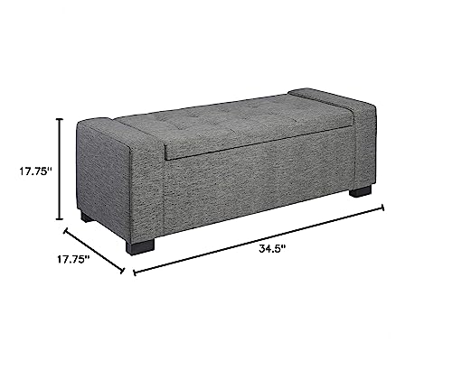 Amazon Basics Rectangular Storage Ottoman Bench with Fabric Upholstery, Large - Anchor Grey