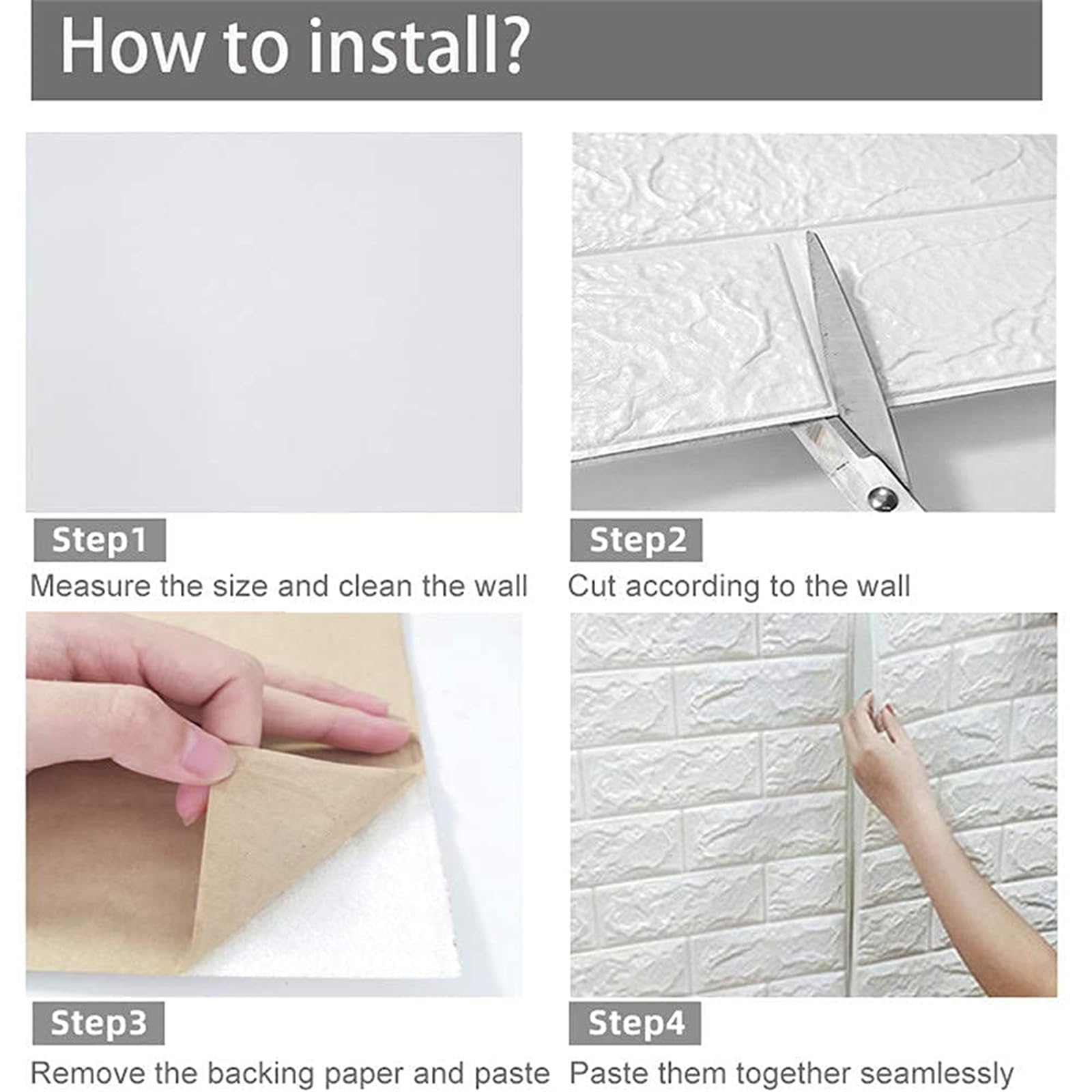 3D Wall Panels Peel and Stick - PE Foam DIY Self Adhesive, Waterproof, Perfect for Interior Wall Decor in Bedroom & Living Room (White, 20pcs 13Γ15ββ)