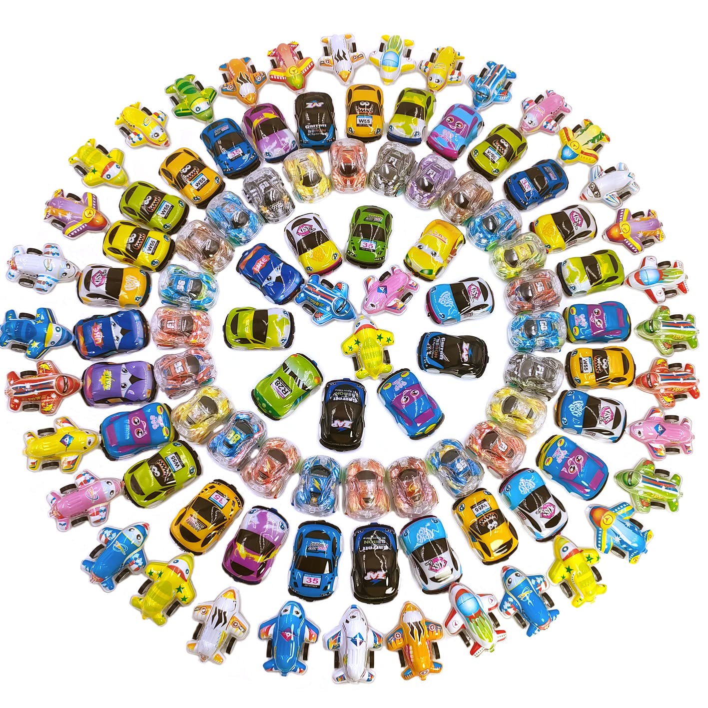 127 Pcs Mini Pull Back Cars and Small Planes Set(Include 10 Pcs Gift Bags)Every Piece Can Be Disassembled for Classroom Treasure Box Toys, Goodie Bags Fillers, Birthday Party Cake Toppers Supplies