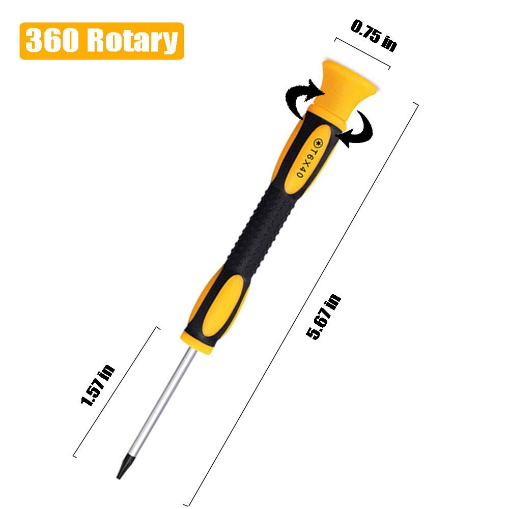 15 in 1 Torx Screwdriver Set with T3 T4 T5 T6 T8 T10 Security Torx screwdriver and ESD tweezers, Magnetic Screwdrivers Precision Repair Kit for Xbox, iPhone, PS4, Macbook, Watch, Electronics