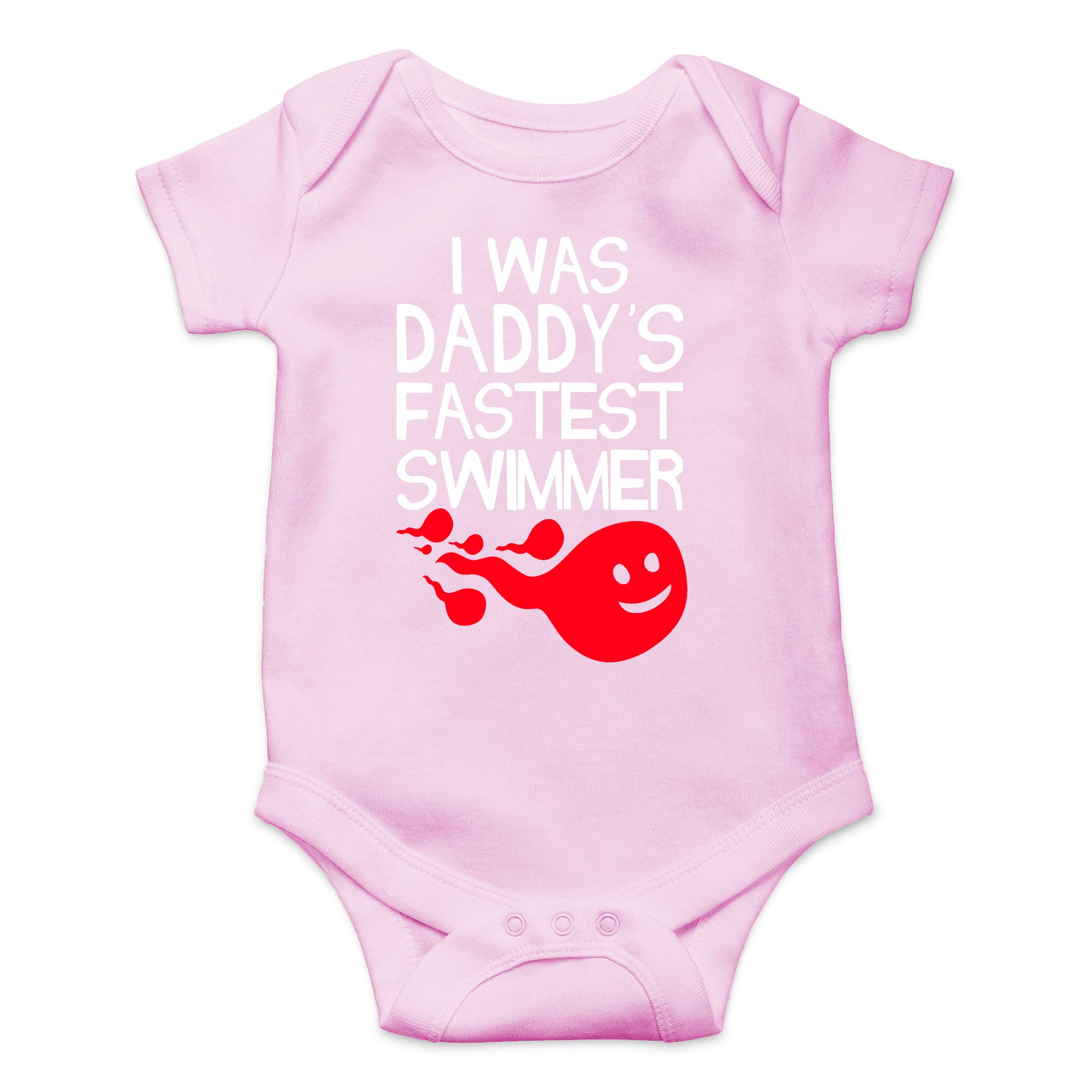CBTwear I Was Daddy's Fastest Swimmer - Soon to Be Mom and Dad - Cute Infant One-Piece Baby Bodysuit (12 Months, Pink)