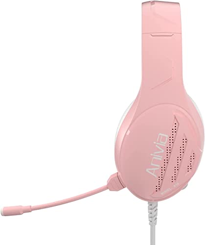 Anivia Pink Gaming Headset PS5 Headphones with Microphones Noise Canceling Headsets for Xbox one Laptop PC Mac