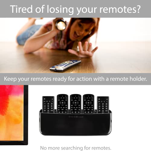 TotalMount Hole-Free Remote Holder β Eliminates the Need to Drill Holes in Your Wall (Premium Black Remote Control Holder for 5 or 6 Remotes)
