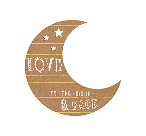Pinboard Moon Shaped Wall Decor - Cork Board with 6 Pushpins - Bulletin Board Display,School or Classroom Home Decor