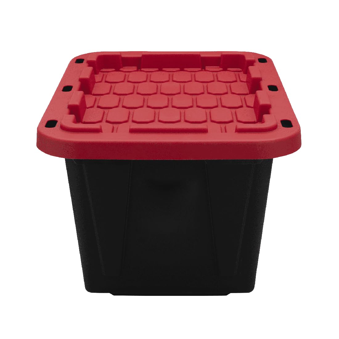 12 Gallon Snap Lid Plastic Storage Bin Container, Multipurpose Stackable Plastic Lockable Storage Tote Tub Box, Racer Red Lid w/Black Base Home Storage Bins for Basements, Garage, Closets, Set of 4