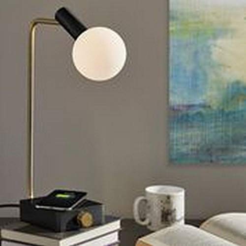 Adesso 3214-01 Windsor LED Desk Lamp Wireless Charging, 7W LED, 5W QI, USB Port, Indoor Lighting Lamps,Black