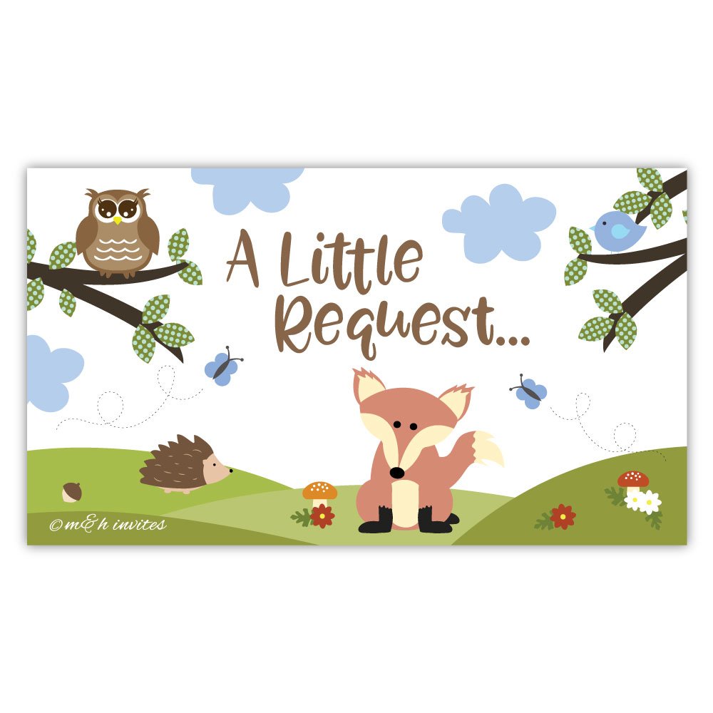 50 Count - Books for Baby Request Cards - Woodland Animals Baby Shower