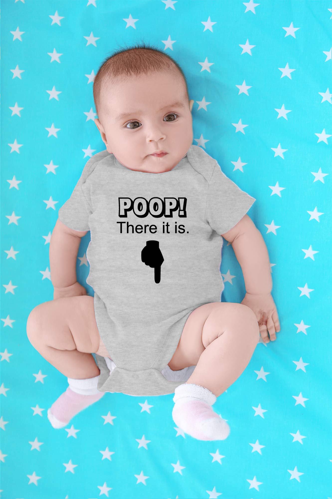 CBTwear Poop! There It Is Baby Bodysuit Funny Infant Boy Girl Outfit Cute Unisex Comfy Humor Romper (6 Months, Heather Grey)