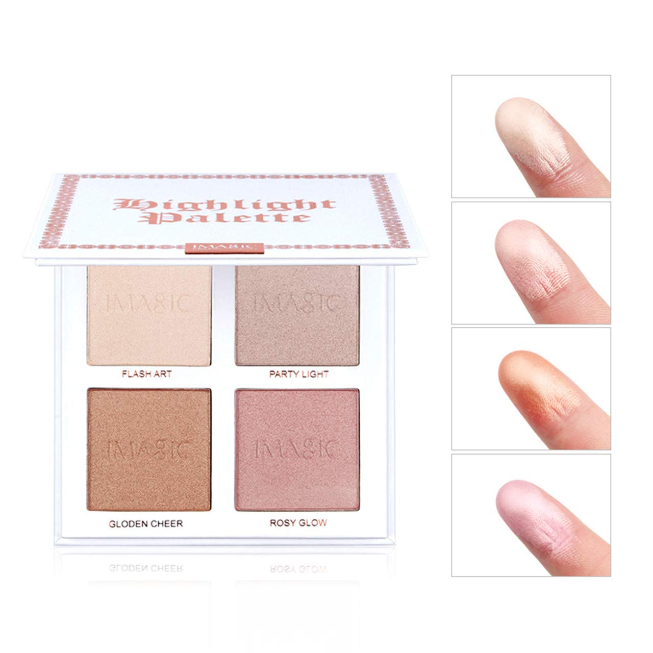 CCbeauty 4 Color Contour Highlight Makeup Palette with Powder Brush,Face Shimmer Bronzer Contouring Shadow Highlighter Blush Palette for Cheek, Valentine's Day Gift Sets for Girls Women