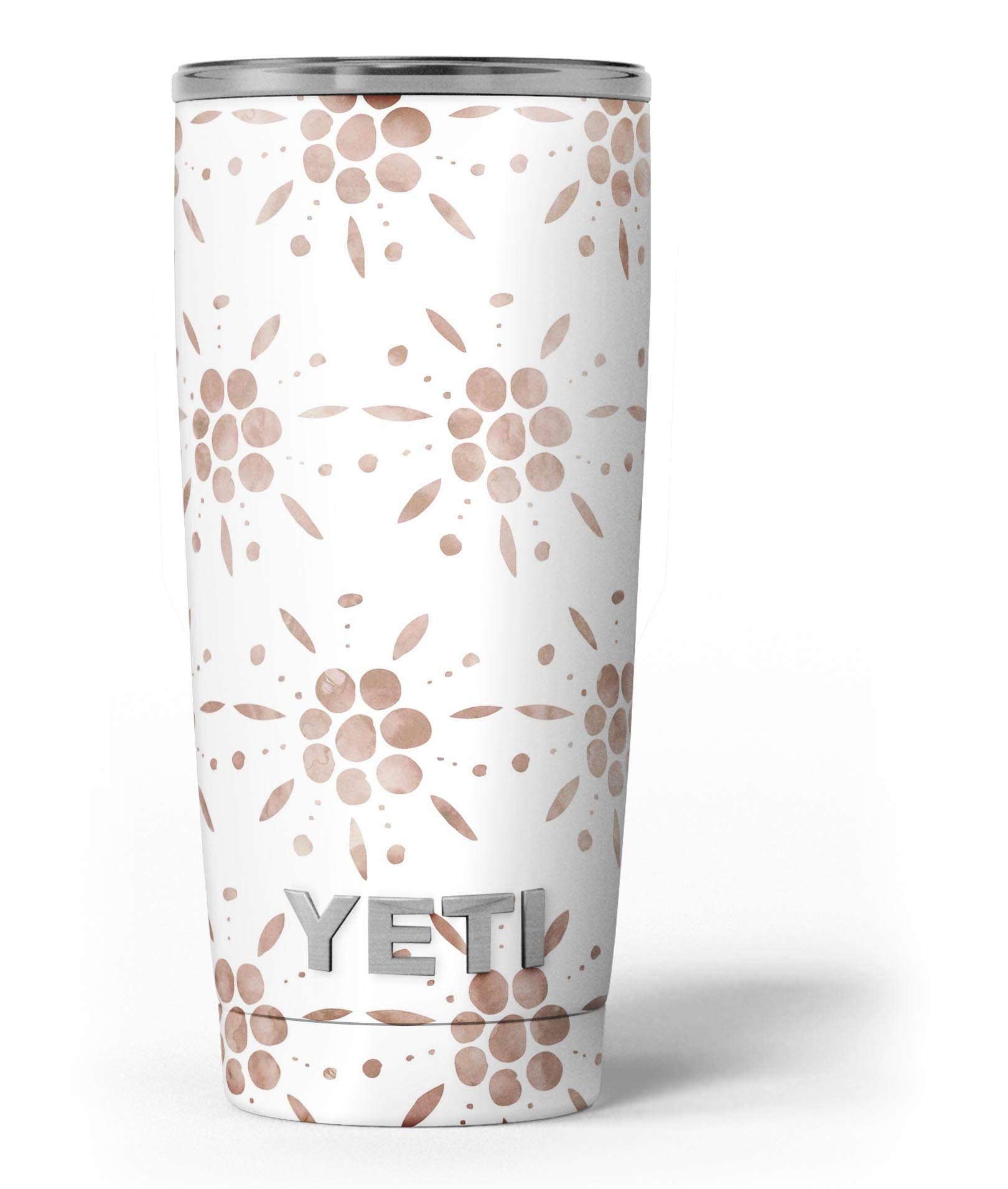 Design Skinz Brown Watercolor Flowers V1 - Skin Decal Vinyl Wrap Kit Compatible with The Yeti Rambler Cooler Tumbler Cups
