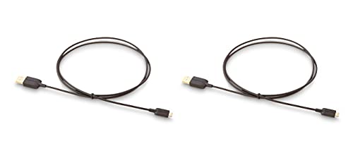 Amazon Basics 2-Pack USB-A to Micro USB Charging Cable, 480Mbps Transfer Speed with Gold-Plated Plugs, USB 2.0, 3 Foot, Black