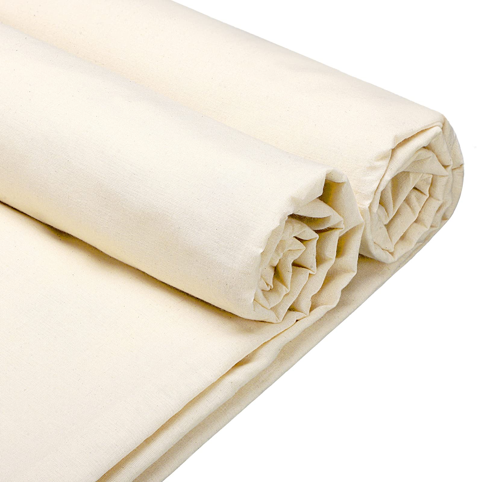 2 Pack 10 Yards Muslin Fabric, Unbleached Cotton Fabric by The Yard, Each 63 Inches x 10 Yards, Natural Textile Unbleached Fabric for Painting, Sheets, Curtains, Crafts, Backdrops