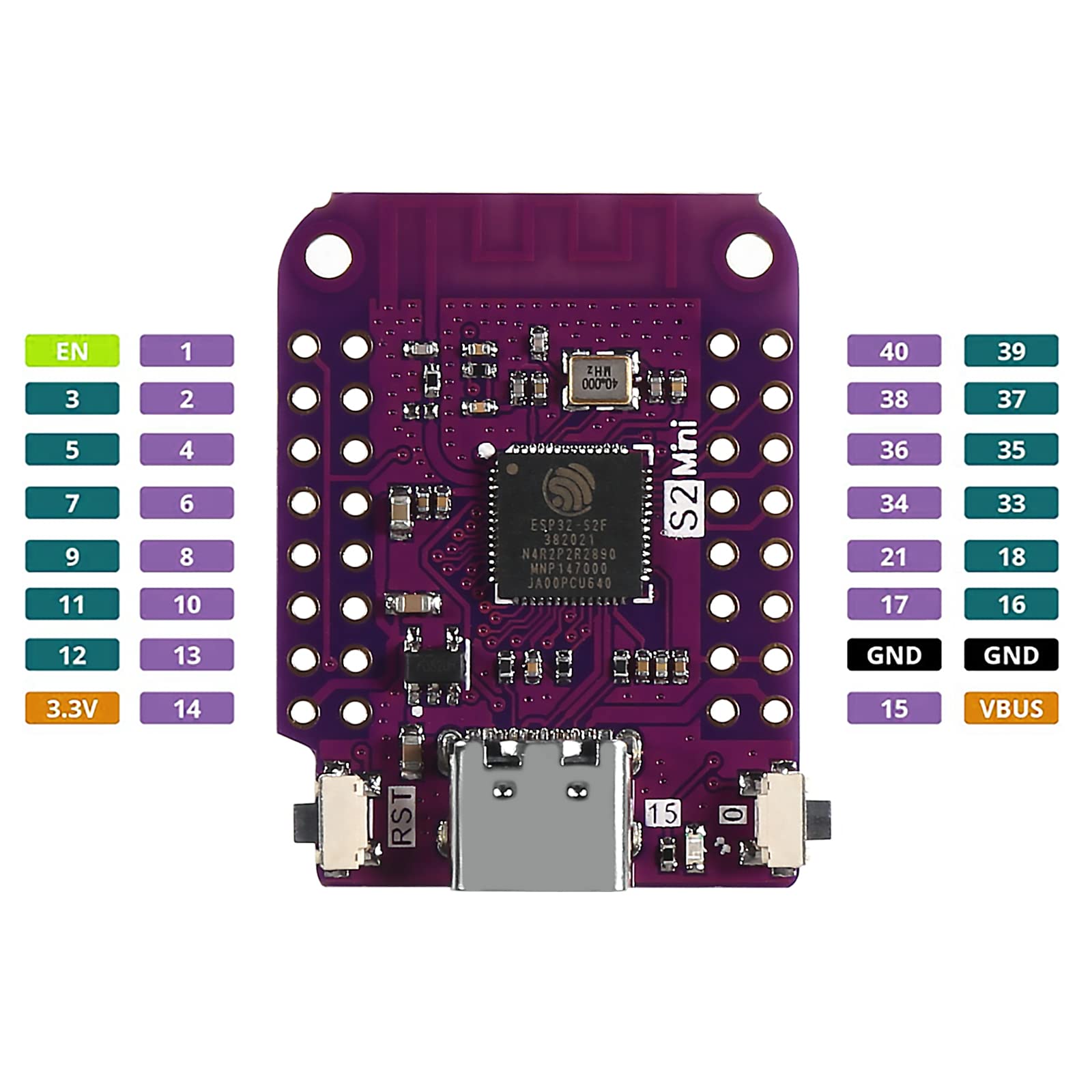 2pcs ESP32 S2 Mini WiFi Board Based ESP32-S2FN4R2 ESP32-S2 4MB Flash Type-C Connection for MicroPython D1 Mini ESP32 S2